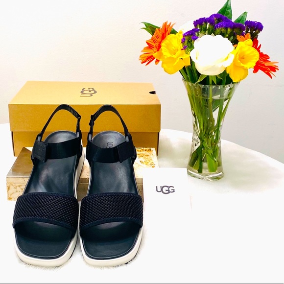 UGG | Shoes | Ugg Aissa Casual Platform Sandals Size 85m Black Nwt ...